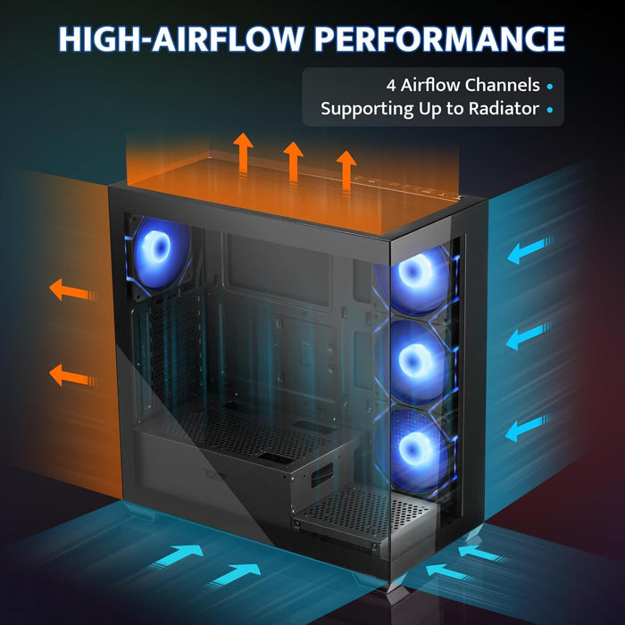 Darkflash (ds900) Atx Mid-tower Pc Case 6fan Argb