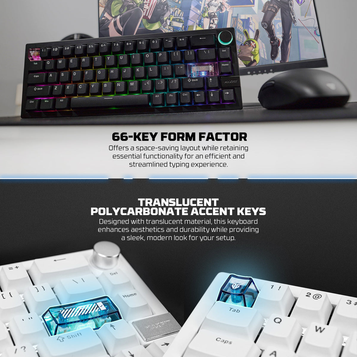 Fantech Mk920 Maxfit6 Wireless Mechanical Gaming Keyboard White
