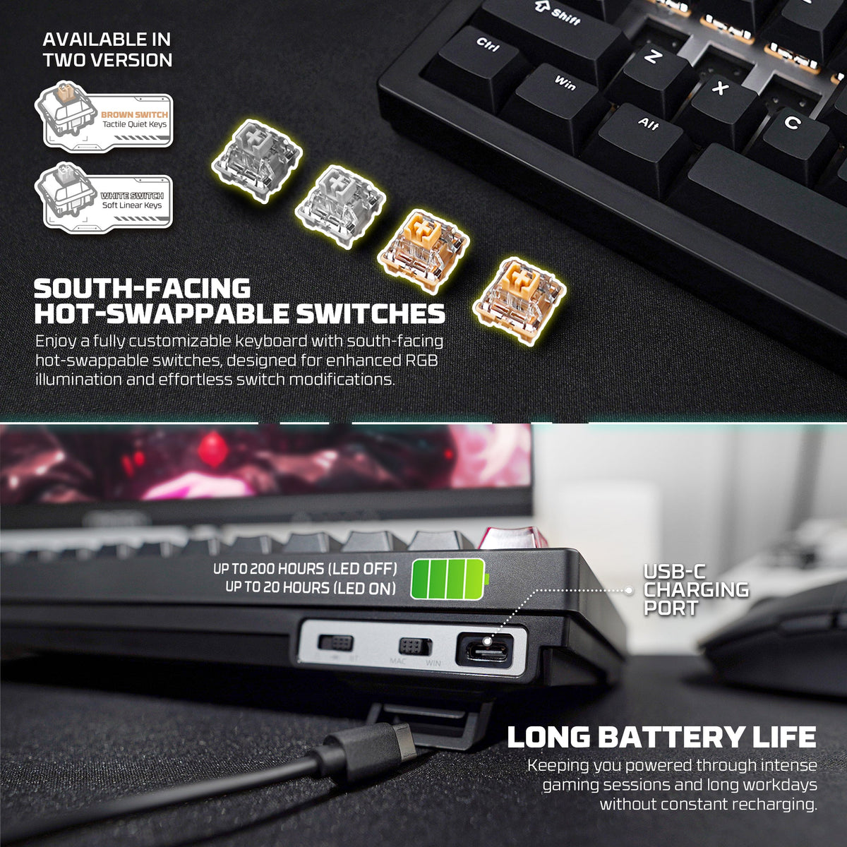 Fantech Mk920 Maxfit6 Wireless Mechanical Gaming Keyboard White