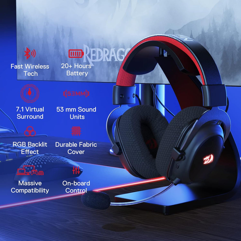 Redragon H510 Pro Zeus Rgb Wireless Gaming Headset - 7.1 Surround Soun