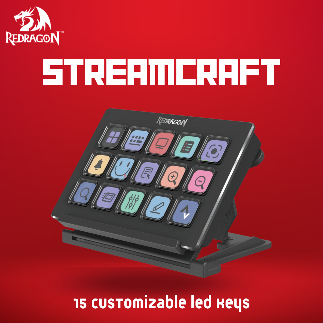 Redragon Streamcraft 15 Customizable Led Keys