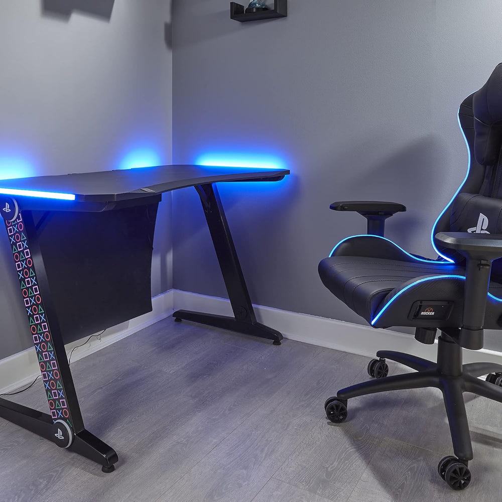 Xrocker Official Playstation Gaming Desk Led Lights Pc Office Workstat